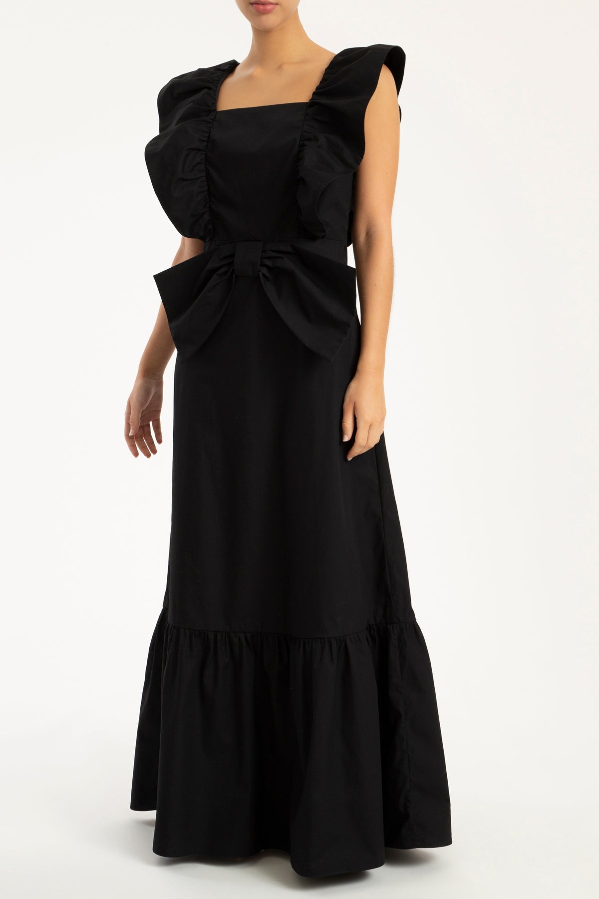 Cherry Bomb Solid Ruffled Long Dress